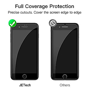 JETech Full Coverage Screen Protector for iPhone SE 3 (2022)/SE 2 (2020)/8/7 4.7-Inch, Black Edge Tempered Glass Film with Easy Installation Tool, Case-Friendly, HD Clear, 3-Pack (Black)