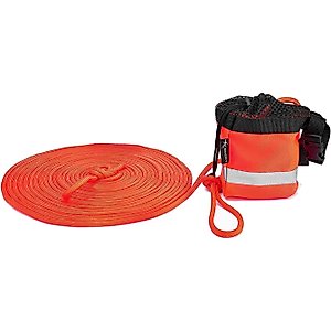 MOPHOEXII Water Rescue Throw Rope Bag with 50/100 feet of 5/16" Floating Life Line and Integrated Whistle Clip for Kayaking, Boating and Rafting, High Visibility Safety Boating Equipment(Orange, 100)