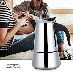 100ml Stovetop Espresso Maker, Portable Stainless Steel Espresso Coffee Maker Electric Heating Mocha Pot for Home