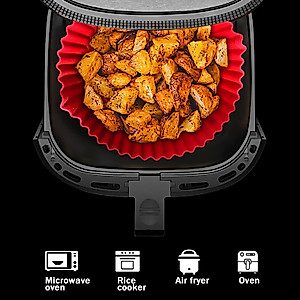 8.6 Inch Air Fryer Silicone Pot, Premium Silicone Air Fryer Liners Oven Accessories Heat Resistant, Reusable Air fryers Silicone Liner Round, Air Fryer Silicone Liners Fits (5 To 8 QT)