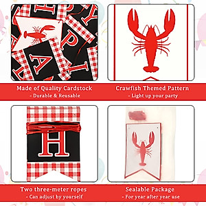 2 Pcs Crawfish Theme Happy Birthday Party Banner Red White Black Birthday Party Supplies for Kids and Adults Birthday Party Decorations Crawfish Party Supplies Decoration