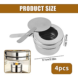 Stainless Steel Chafing Fuel Holder: 4pcs Fuel Holder with Cover, Chafer Wick Fuel and Canned Heat Holders, Chafing Dish Buffet Set for Chafing Dish, and Buffet, Barbecue, Party Supplies