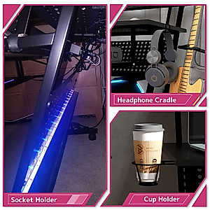 Acme Suitor Wooden Top Music Recording Studio Desk with Keyboard Tray in Black