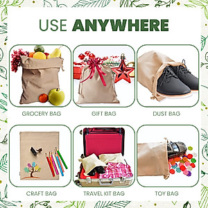 Organic Cotton‌ ‌Produce‌ ‌Bags,‌ 5 Pcs. ‌Large,‌ Organic, and ‌Reusable‌ ‌Canvas‌ ‌Muslin‌ ‌‌‌Drawstring‌ ‌‌Sack‌ ‌for‌ Organizing, ‌Shopping,‌ Storage,‌ ‌Grocery,‌ Dust Cover, and ‌Gift