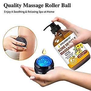 Massage Oil for Massage Therapy,Ginger Oil Lymphatic Drainage-Arnica Sore Muscle Oil Massage & Lavender Oil Relaxing Massage Oils, Massage Kit With Massage Roller Ball Mother Day Father Day Gifts Men