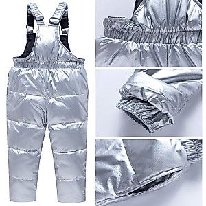 Kids 2-Piece Snowsuit Winter Puffer Jacket and Snow Pants Ultralight Skisuit Set Grey, 4-5 Years