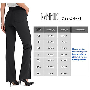 Rammus 28"/30"/32"/34" Women's Yoga Dress Pants Stretch Work Business Casual Slacks for Women Bootcut Office Trousers with 4 Pockets Black
