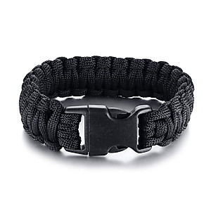 MZZJ ELIQUIS Medical Alert ID Bracelet Black Stainless Steel ID Tag Durable Braided Black Rope Paracord Survival Emergency Cuff Bracelet Band for Men Women, Outdoor Sport Safe Bracelet