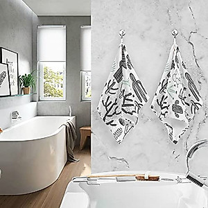 ALAZA Hand Drawn Cactus Cacti Hand Towels for Bathroom 1OO% Cotton 2 pcs Face Towel 16 x 28 inch, Absorbent Soft & Skin-Friendly