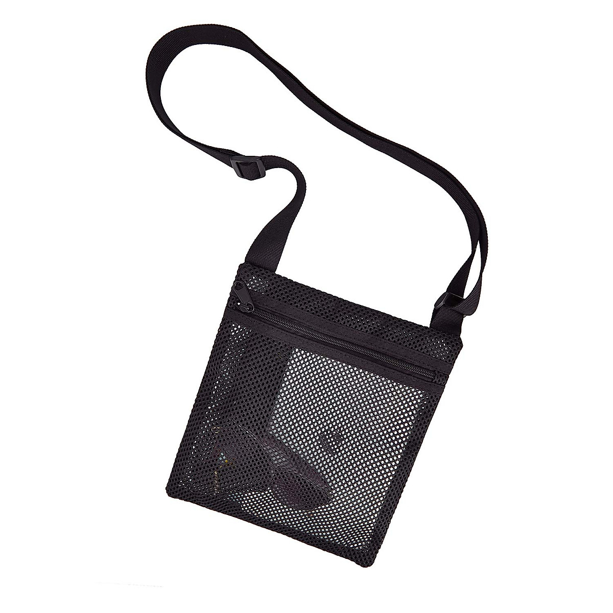 USPECLARE Heavy Duty Semi-Transparent Mesh Purse, 10" L x 9" H See Through Mesh Crossbody Bag with Inner Pocket for Swimming, Travel, Beach (Black)