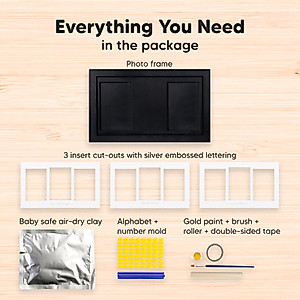 Baby Hand and Footprint Kit - Baby Footprint Kit, Newborn Keepsake Frame, Baby Handprint Kit, Personalized Baby Gifts, Nursery Decor, Baby Shower Gifts for Girls Boys (Onyx Black)