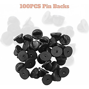 Rubber Pin Backs, 100PCS Lapel Pin Backs, Pin Safety Backs for Brooch Tie Hat Badge Insignia, Black