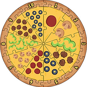Abiliad 1-20 Double Sided Counting Pizza Puzzle - 7" Slices - 20 Piece Puzzle Teaches Counting 1-20, Number Recognition, and Motor Skills - Montessori Math Counting Puzzle