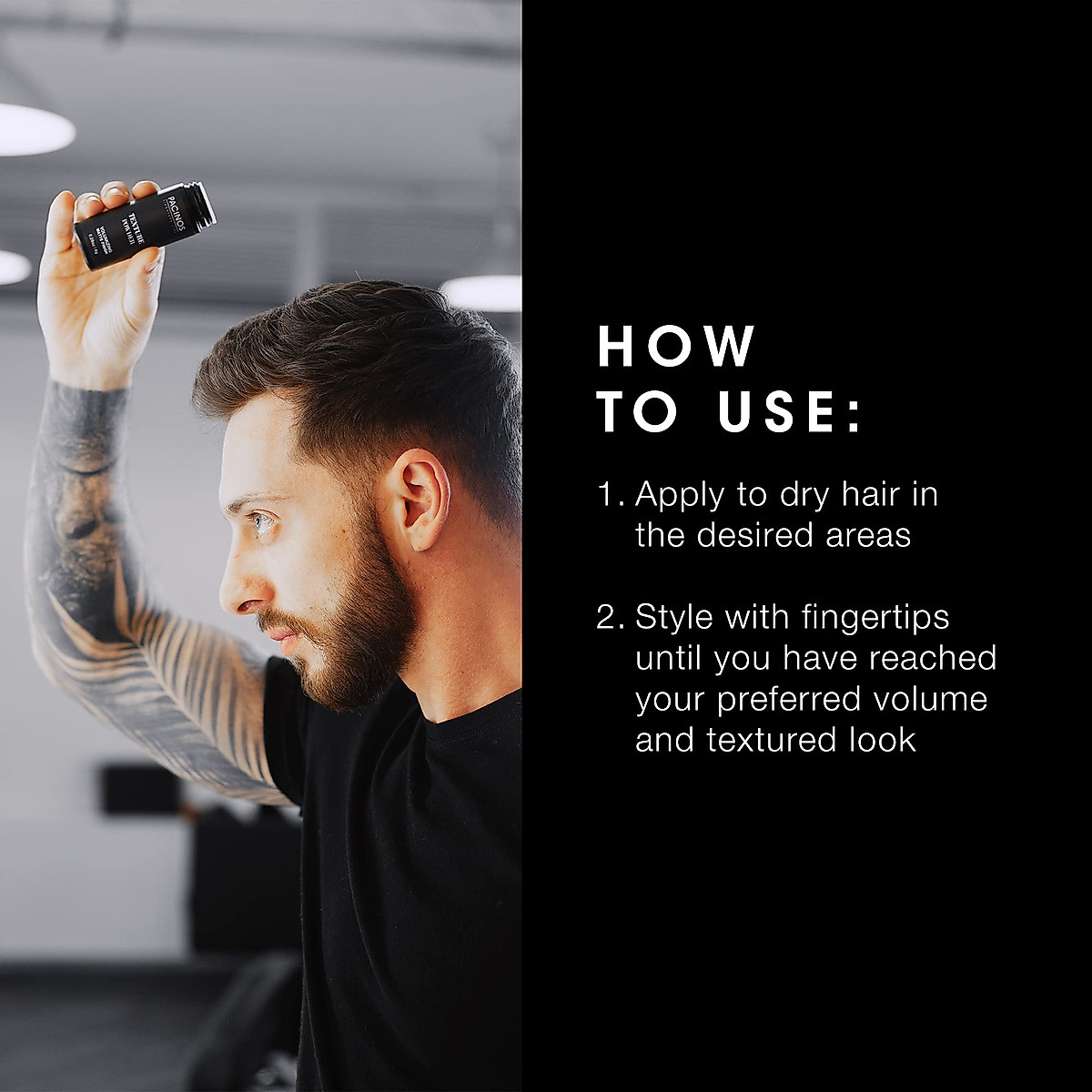 Pacinos Texture Powder - Lightweight Root Lifting Powder with Matte Dry Finish for Texture, Volume & Thickness - Shaker Bottle for Easy Hair Styling, 8g