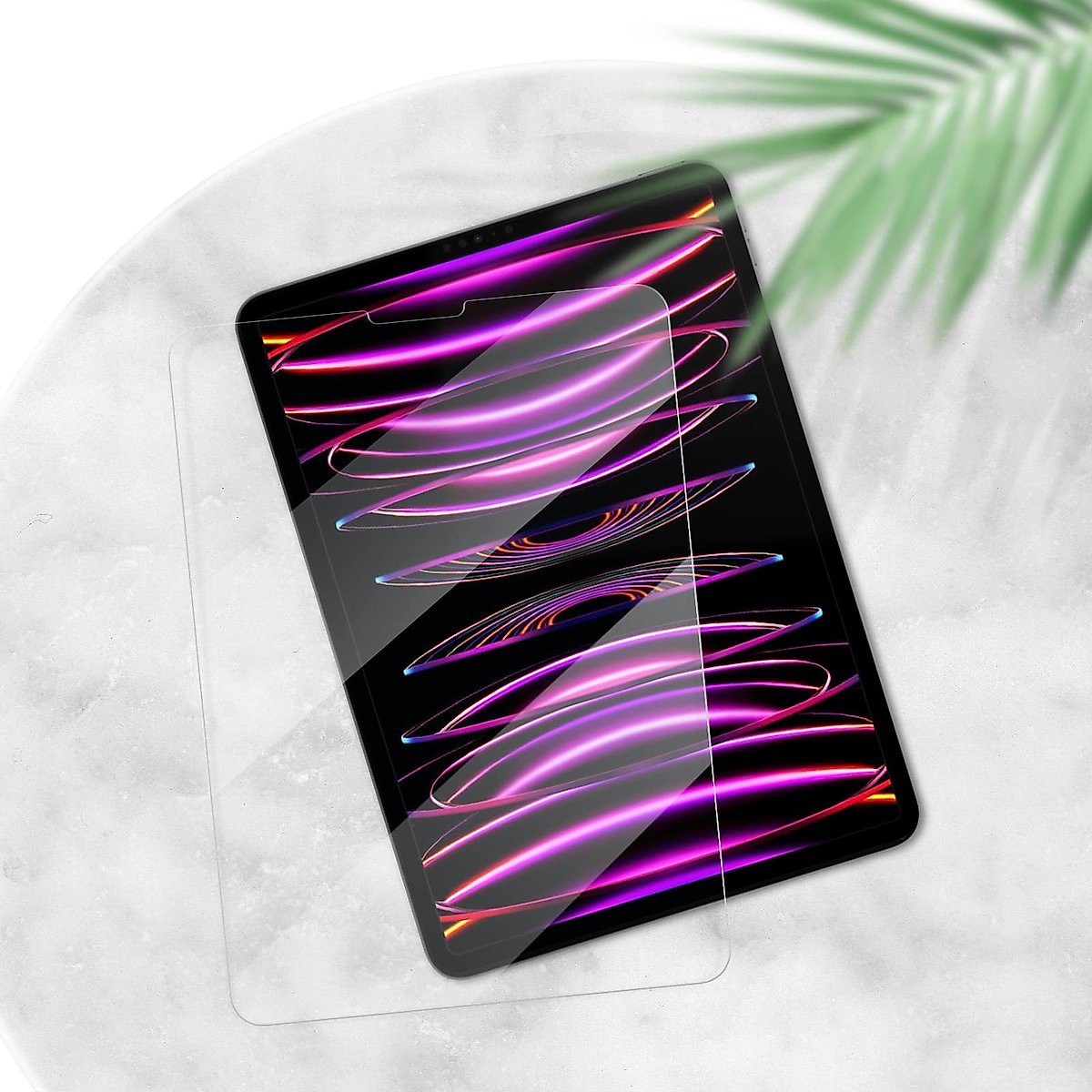SPARIN 2 Pack Screen Protector Compatible with iPad Pro 12.9 inch 2022/2021/2020/2018 Released (6th/5th/4th/3rd) without Home Button, Tempered Glass Screen Protector Work with Face ID