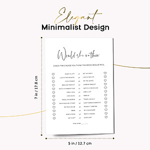 GardenCity Bridal Shower Games, Would She Rather Bridal Shower Game For 50 Guests, 50 Cards - Minimalist (Would She Rather)