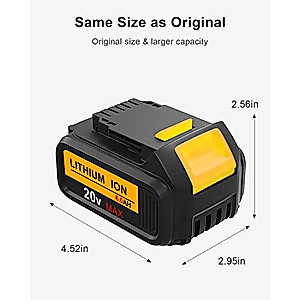 TeenPower Replacement for Dewalt 20V Battery 6000mAh 2/pk Compatible with Dewalt 20v max Battery DCB205 DCB206 DCB204 DCB200 DCB203 DCB201