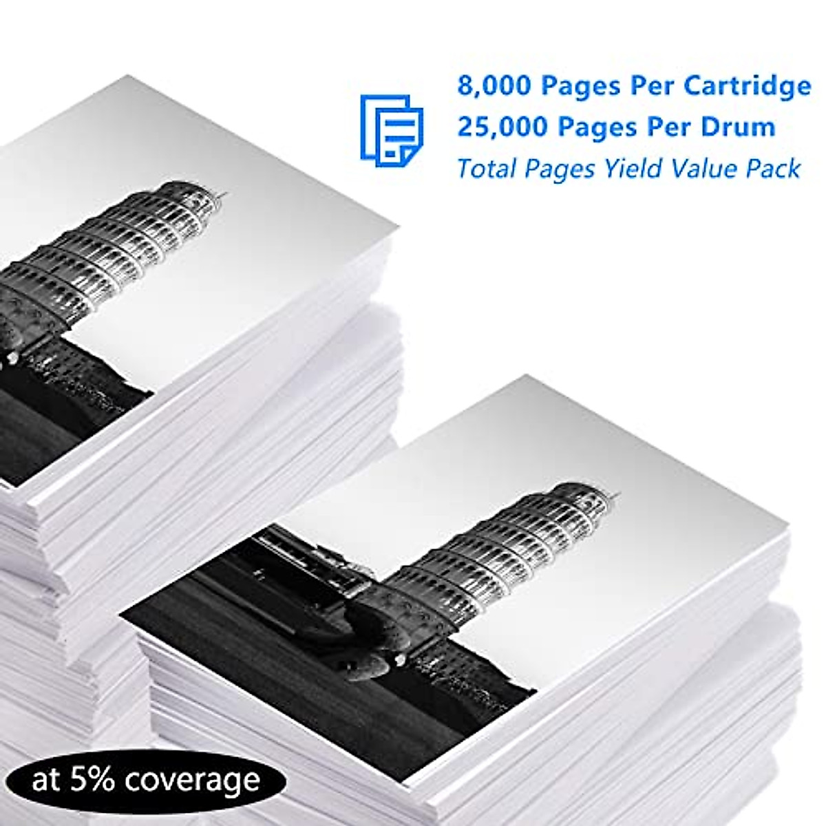 SuperInk 2 Pack Toner Cartridge and Drum Unit Set Compatible for Brother TN650 TN-650 DR620 (1 Toner, 1 Drum) use in HL-5340D HL-5350DN DCP-8050DN DCP-8080DN DCP-8085DN MFC-8370 MFC-8480DN Printer