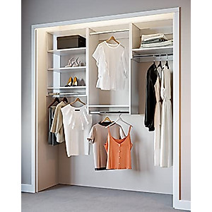 Closet Kit with Hanging Rods - Corner Closet System - Closet Shelves - Closet Organizers and Storage Shelves (White, 72 inches Wide) Closet Shelving