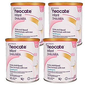Neocate Infant - Hypoallergenic, Amino Acid-Based Baby Formula with DHA/ARA - 14.1 Oz Can (Pack of 4)