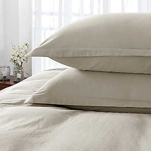 Get Bed Ready Stone Washed Cotton Casual Duvet Cover Set Solid Color Relaxed Modern Style Bedding Natural Wrinkled Lived-in Look (Nude, King)