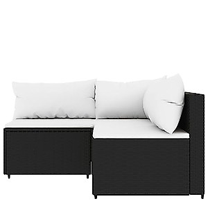 vidaXL Outdoor Patio Lounge Set - 3-Piece Modular Sofa Set with Cushions - Durable PE Rattan & Powder-Coated Steel Material - Comfortable Thick Padded Cushions - Weather-Resistant Outdoor Furnitur...