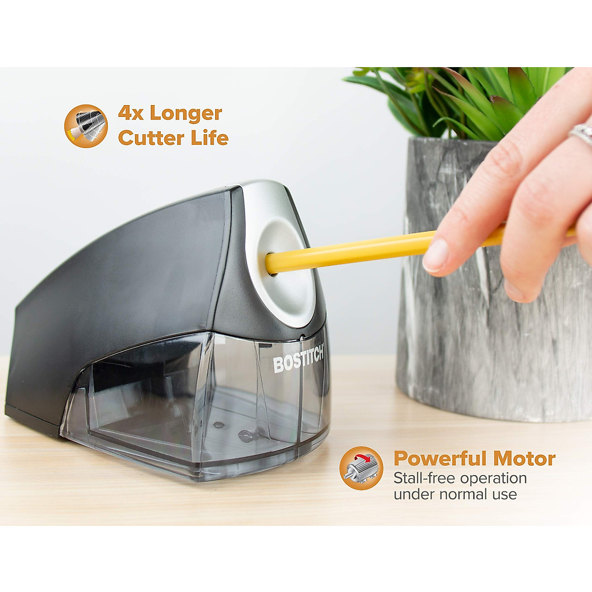 Compact Desktop Electric Pencil Sharpener, Black, Sold as 1 Each