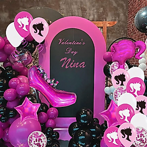 20 PCS Pink Girl Party Balloons,Hot Pink Party Decorations,Girl Cartoon Style Birthday Helium Balloons,High Heels Party Supplies,Makeup Theme Party Decoration Set for Makeup Party