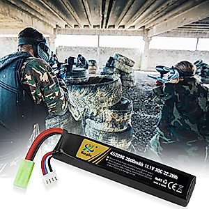 Airsoft Battery 11.1V Rechargeable 3S LiPo 2000mAh 30C Hobby Battery with Mini Tamiya & JST XH Connector for Airsoft Model Guns Rifle RC Car Drone