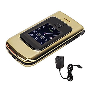 Unlocked Senior Flip Cell Phone, 2G Big Button Hearing Aids Flip Phone for Seniors, 2.4 Inch Display, FM Radio, MP3, MP4, BT, 4800mAh Battery, Dual Card Dual Standby (Gold)