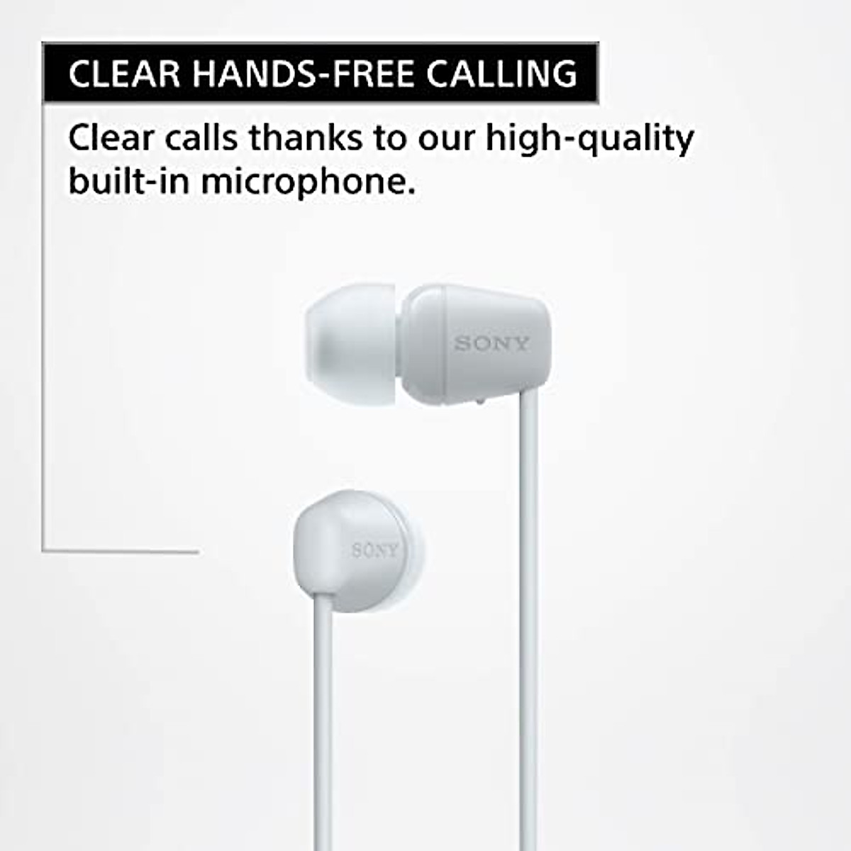 Sony WI-C100 Wireless in-Ear Bluetooth Headphones with Built-in Microphone, White