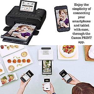 Canon SELPHY CP1300 Wireless Compact Photo Printer (Black) RP-108 Color Ink Paper Set (108 Sheets of 4 x 6 Paper) + NeeGo Printer Cable + NeeGo Print Protector (100 Pack)