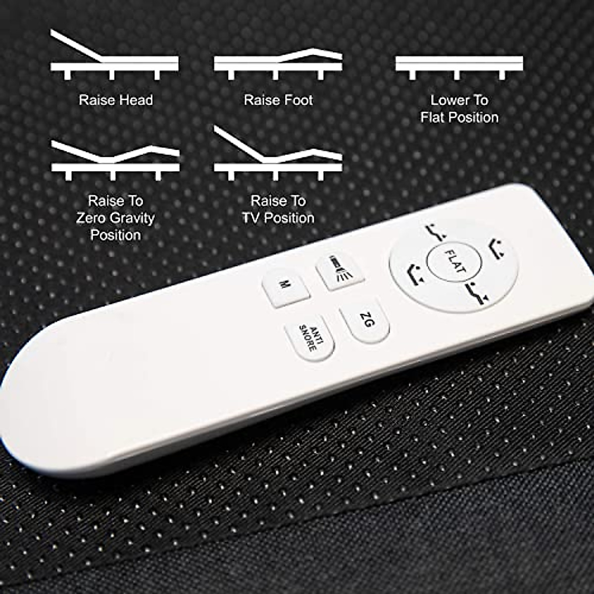 Flash Furniture Selene Adjustable Bed Base-Black Anti-Skid Upholstery-Height Adjustable Legs-Programmable Wireless Remote-Independent Head/Foot Incline-King