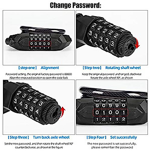 Demeras Bicycle Security Cable, Bike Cable Lock Rustproof Waterproof 5 Digit Password Wear Resistant for Cycling(Blue)