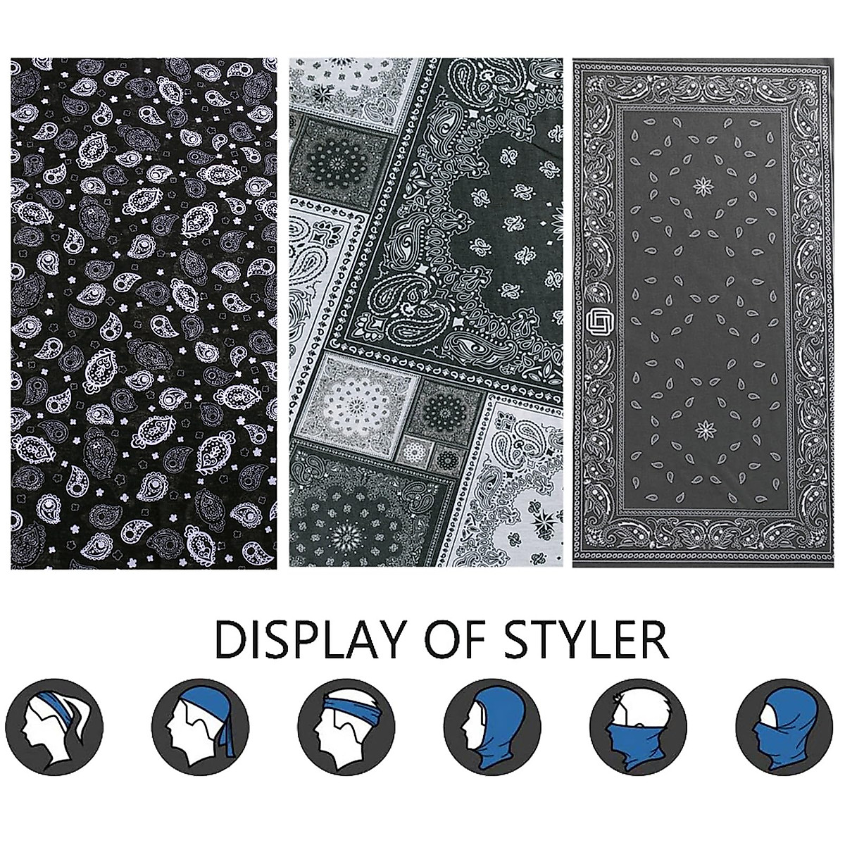 MOXBEST Neck Gaiter Mask Face Scarf Bandana Tube Cover Headwear Balaclava Headband Headwrap for Men and Women (12-Paisely A)