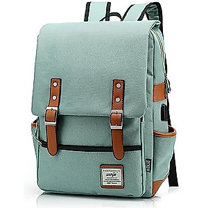 Junlion Unisex Business Laptop Backpack College Student School Bag Travel Rucksack Daypack with USB Charging Port Green