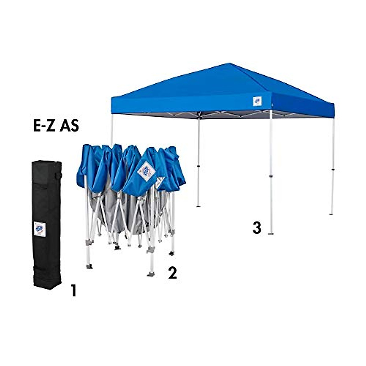 E-Z UP ENV3WH10RB, 10' x 10', Roller Bag, 4-Piece Spike Set, Recreational Grade Royal Blue Top NEW Envoy EZ UP Instant Canopy Shelter Tent, 10' by 10'
