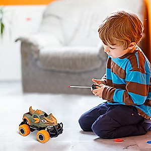 Dinosaur Remote Control Cars Toys for Boys Kids, Remote Control Dinosaur Car Toys, RC Dinosaur Truck Toys, Mini Dino Car Toys with 4-Channel Off-Road RC Race Cars for Toddlers Birthday Gifts
