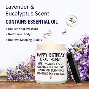 PETALSUN Birthday Gifts for Women Friendship, Friend Birthday Gifts for Women, Friend Birthday Candle- Handmade Lavender Natural Soy Wax Candle (7oz)- Happy Birthday Gifts for Best Friend Woman