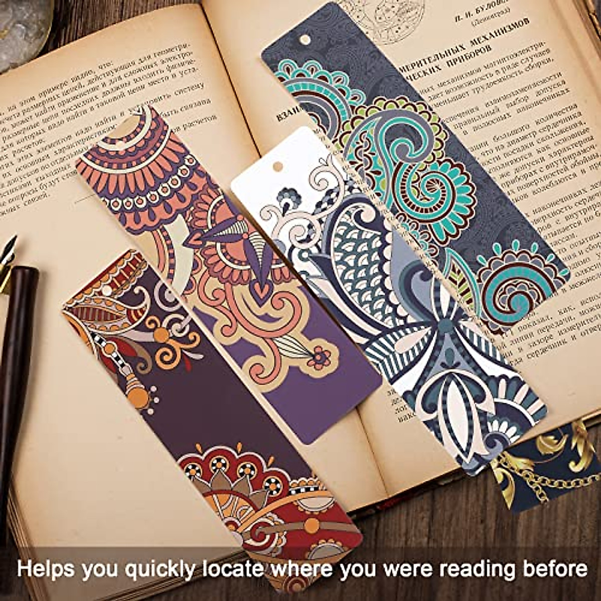 MWOOT 30Pcs Fractal Paper Bookmarks, Double-Sided Page Book Makers Kit for Kids Students School Office, Unique Creative Bookmark for Book Lovers Classroom Prizes Reading Supplies (15 Styles,15x4cm)