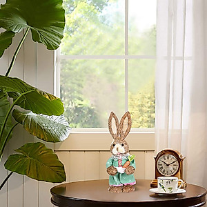 Ewer Easter Simulation Rabbit, Cartoon Dressed Rabbit Ornament with Carrot, Artificial Simulation Foam Rabbit for Easter Decor Garden Party Home Decorations Photography Props X8APV29X1410GHW