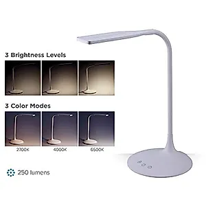 BLACK+DECKER VLED1819-BD Battery LED Desk Lamp, Dimmable with Adjustable Color Temperature, 4 Hour Battery Life, Rechargeable, Eco Friendly, White
