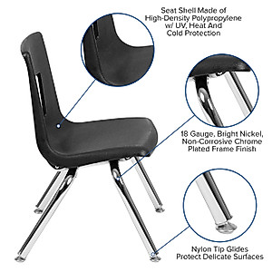 BizChair Black Student Stack School Chair - 12-inch