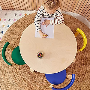 ECR4Kids Bentwood Round Table and Curved Back Chair Set, Kids Furniture, Assorted, 5-Piece