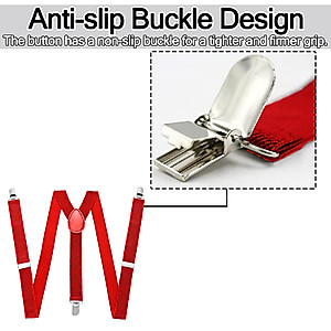 YOTOZU Elastic Adjustable Heavy Duty Suspenders Y Shaped Braces with Strong Clips for Trousers Clip On One Size Fits All Men and Women,Red