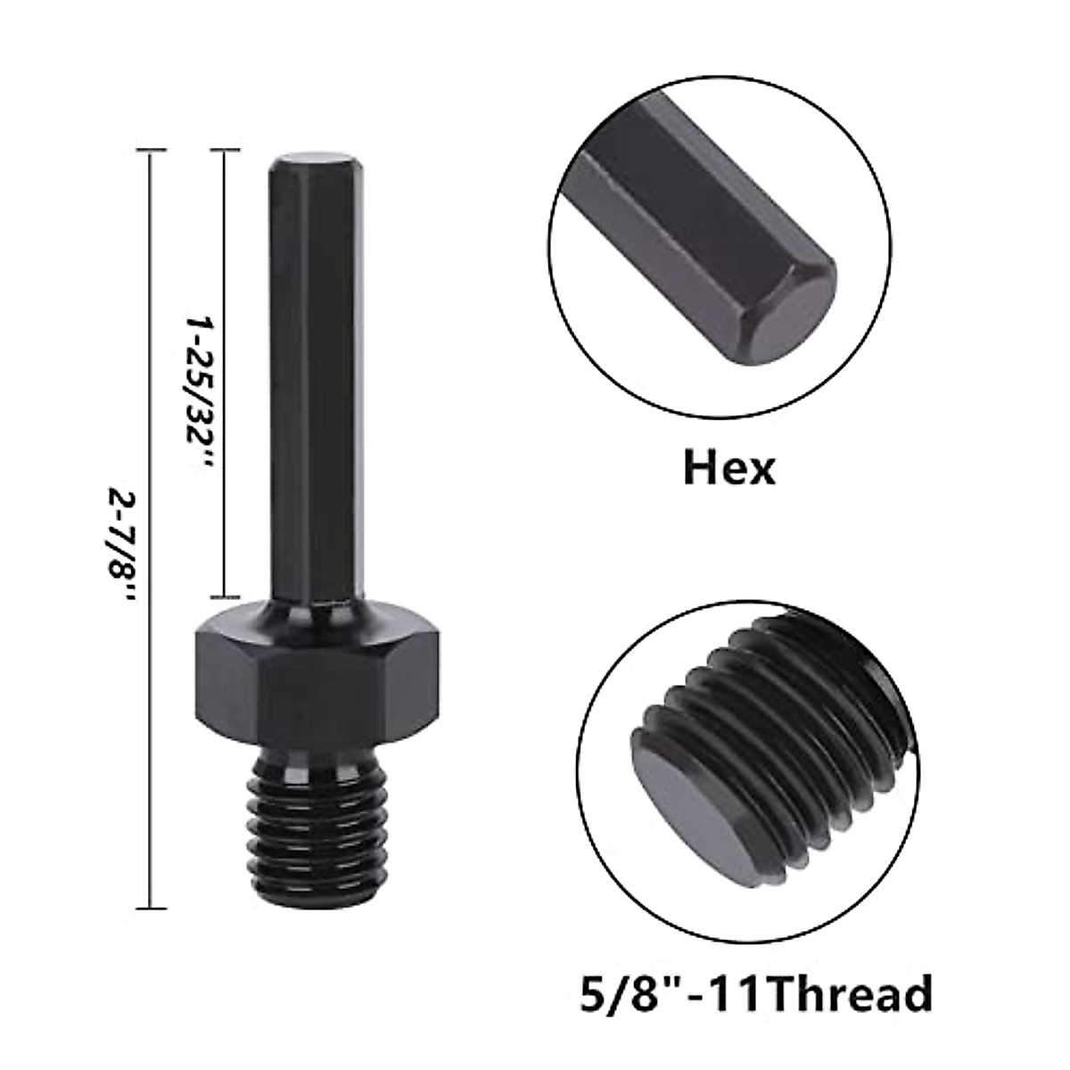 Vearter Arbor Connection Adapt, 5/8''-11 Thread to 3/8'' Hex Suitable for Diamond Core Bits Hole Saw Fitted On Electric Drill