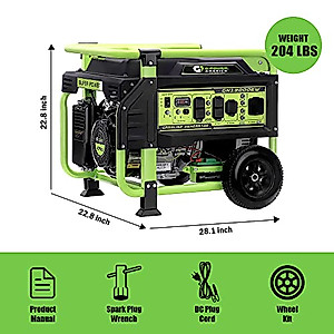 Green-Power America Portable Generator 13000 Watt,Gasoline Powered,Recoil/Electric Start, 12V-8.3A Charging Outlets, Home Back Up & RV Ready