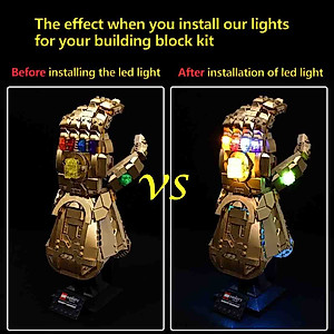 Kyglaring LED Lighting Kit (No Model) Designed for Lego Infinity Gauntlet 76191 Thanos Right Hand Gauntlet Model Building Set - without Lego Set (RC Version)