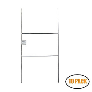 MTB H Frame Wire Stakes 20 x10-inch (Pkg of 10) 9ga Metal -Yard Sign Stakes for Advertising Board,Lawn Sign Holder