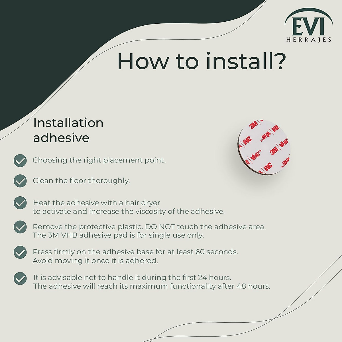 EVI | Adhesive Doorstop | 1.37'' X 0.55'' | Natural Silicone | Great Adherence | 100% Functional | Mod. I-203x12 (Brass Matte - White Rubber)